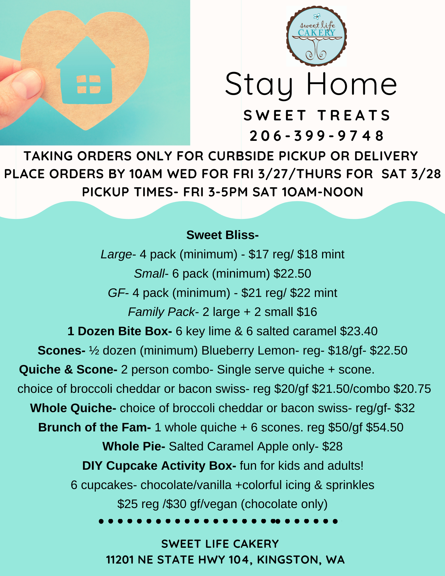 STAY HOME Sweet Treats- Curbside Pickup or Delivery — Sweet Life Cakery