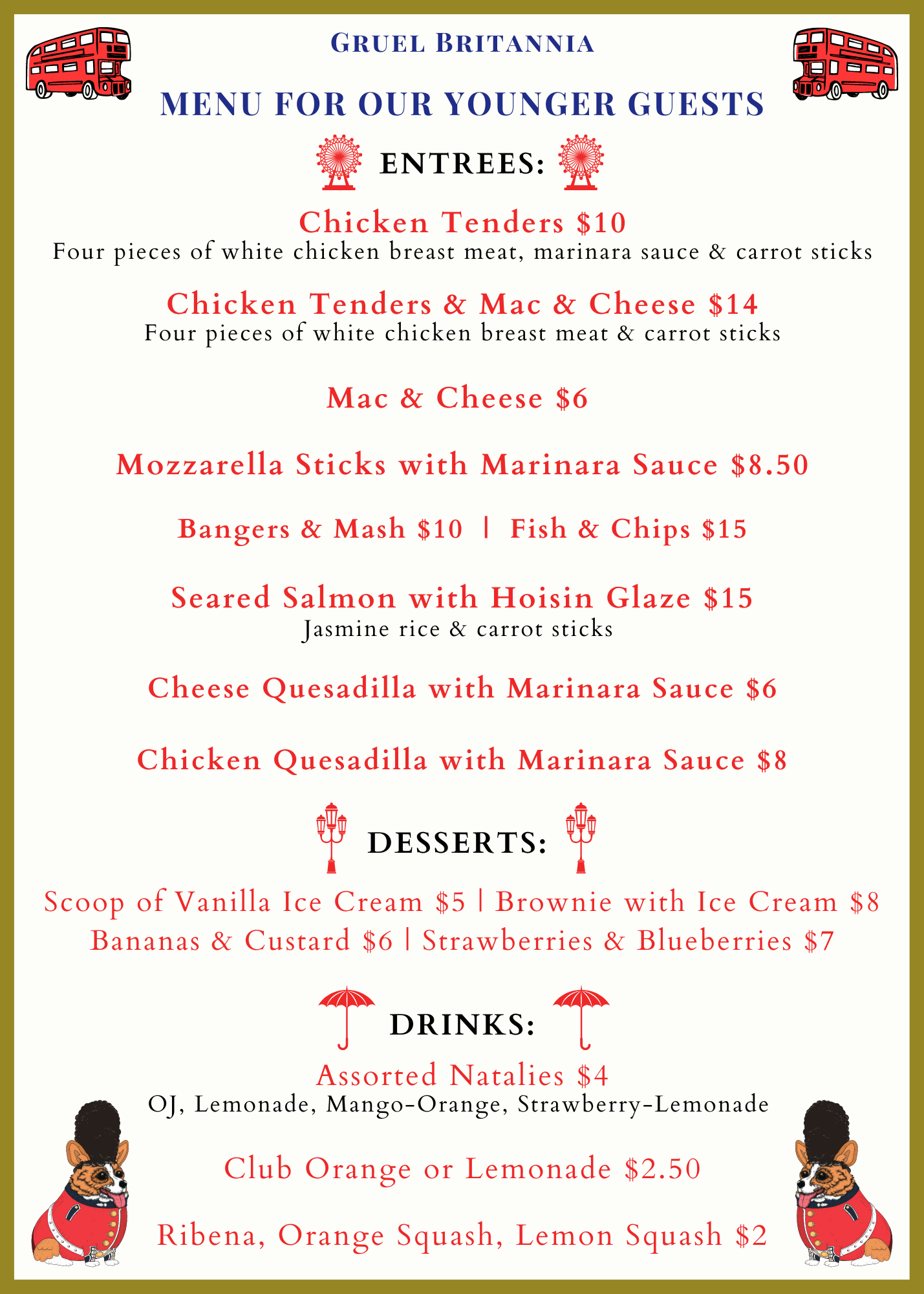 Menus — Gruel Britannia