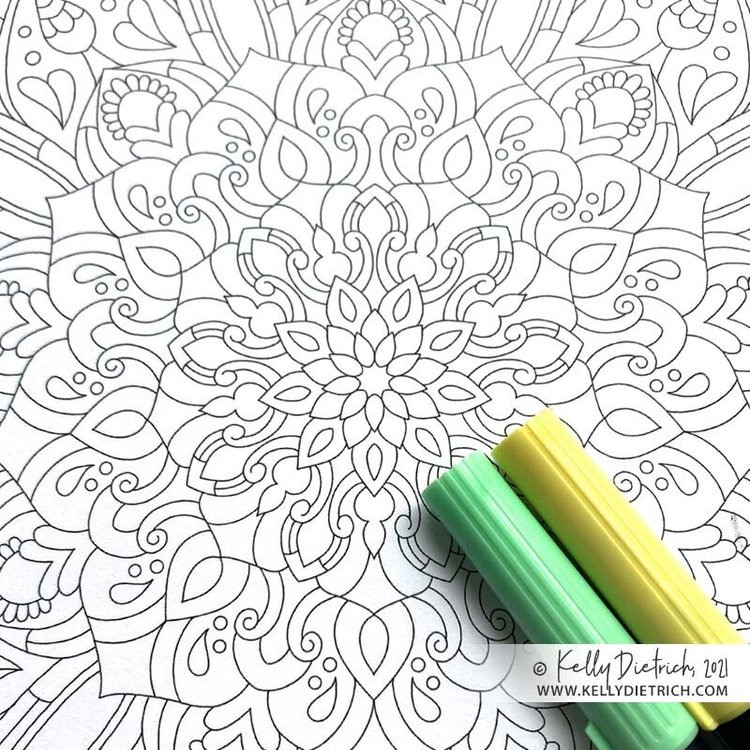 April's Free Mandala Coloring Page — Kelly Dietrich Mandala Art