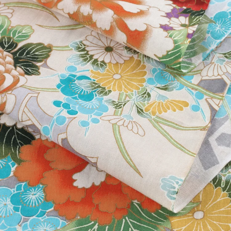 TENUGUI / PEONY AND CHRYSANTHEMUM - Japanese Kimono Aloha Shirts Pagong ...