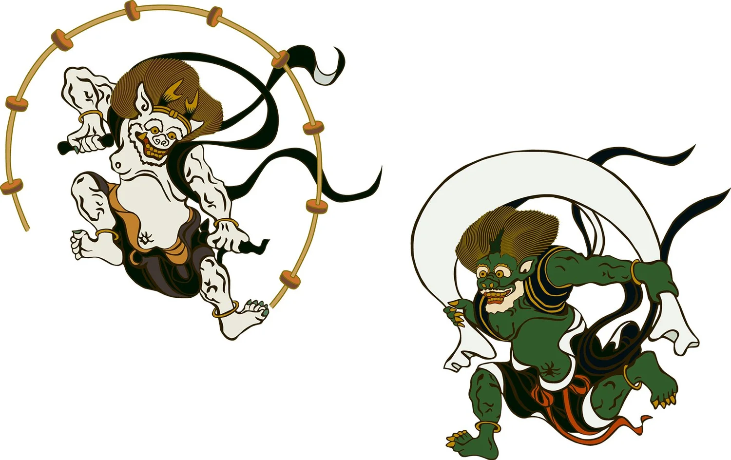 "Fujin and Raijin" The Gods of Wind and Thunder - Japanese Kimono Aloha ...