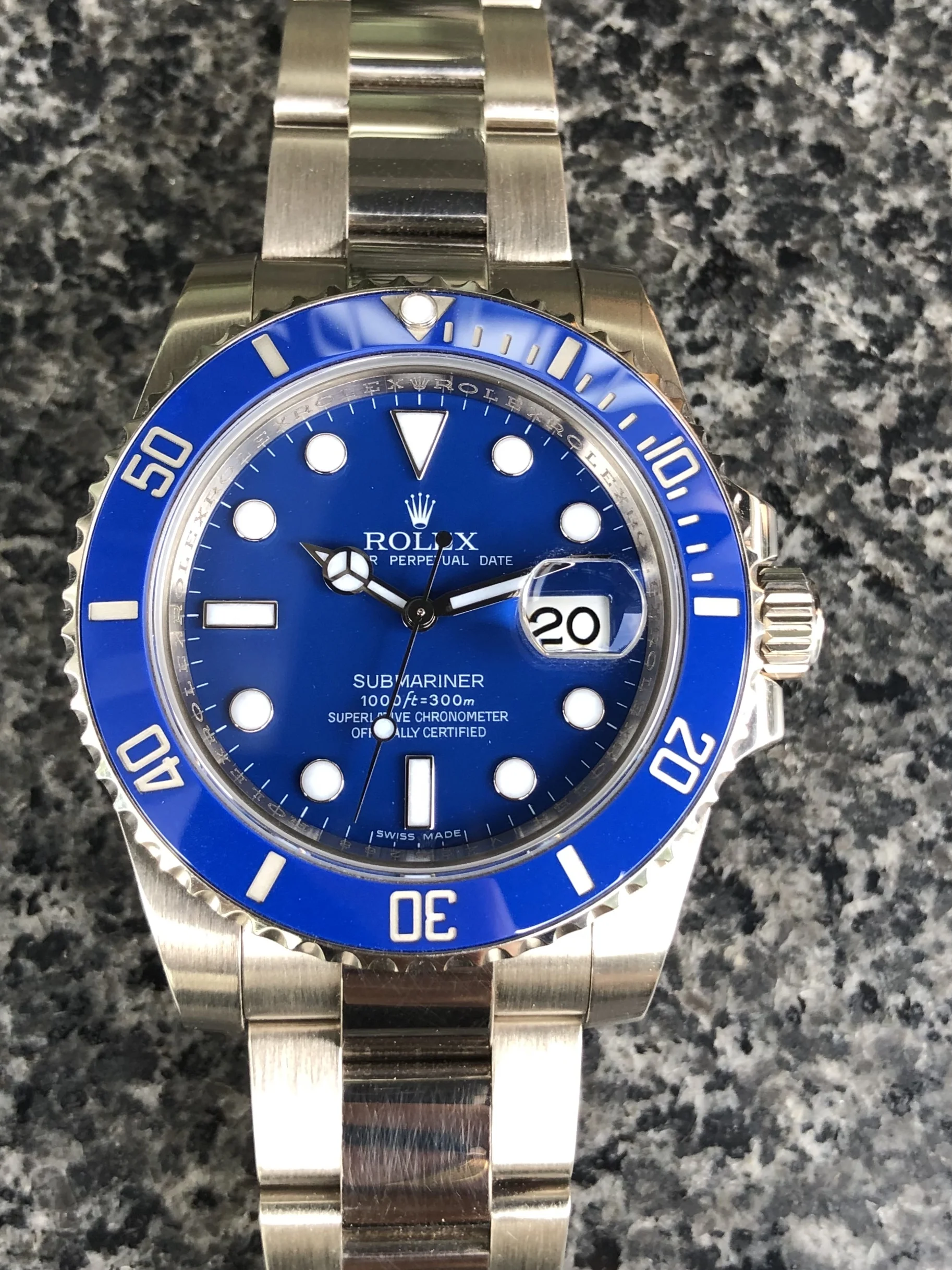 Rolex 18K White Gold Submariner “Smurf” 116619LB — WATCH VAULT