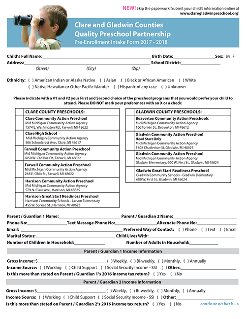 FREE Preschool — Clare-Gladwin Great Start