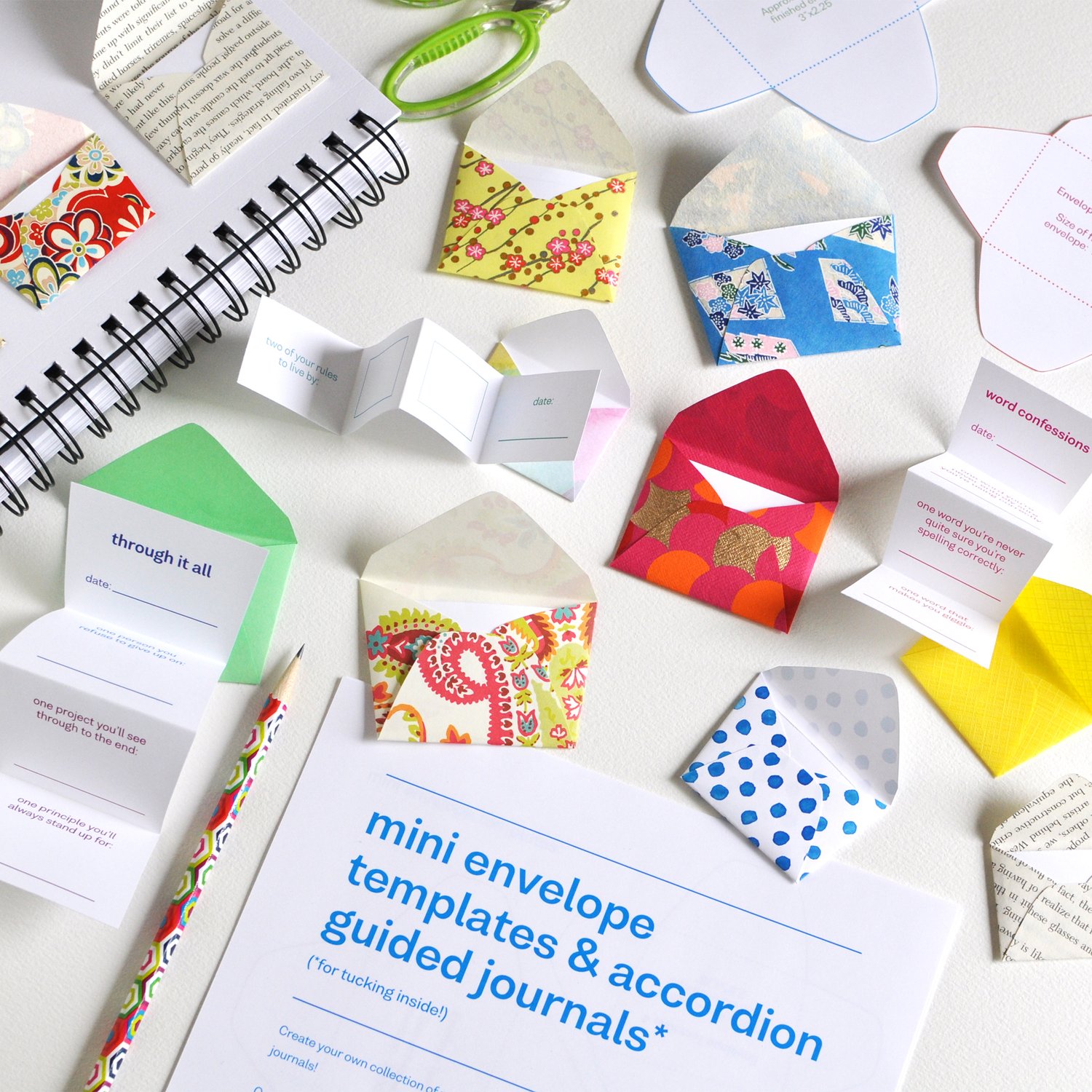 Printable mini guided journal and envelope template — Christie Zimmer