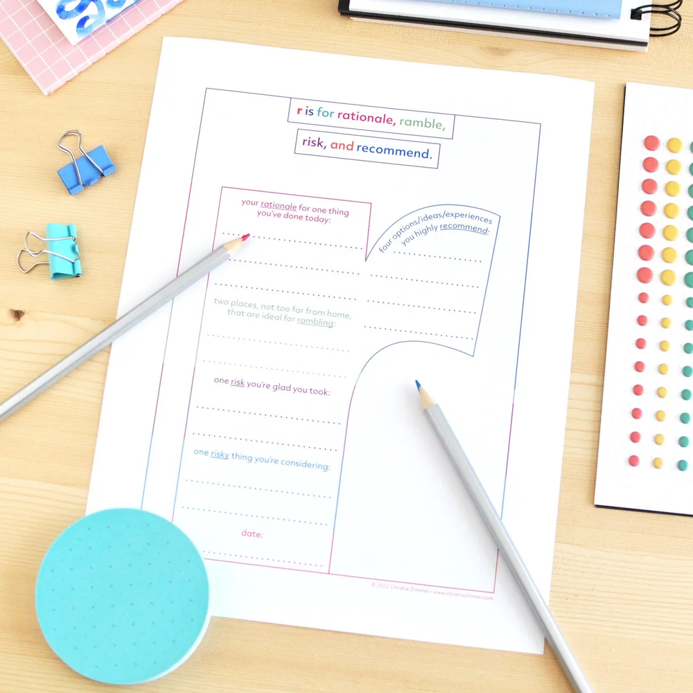 R is for Rationale - New alphabet-inspired journal page — Christie Zimmer