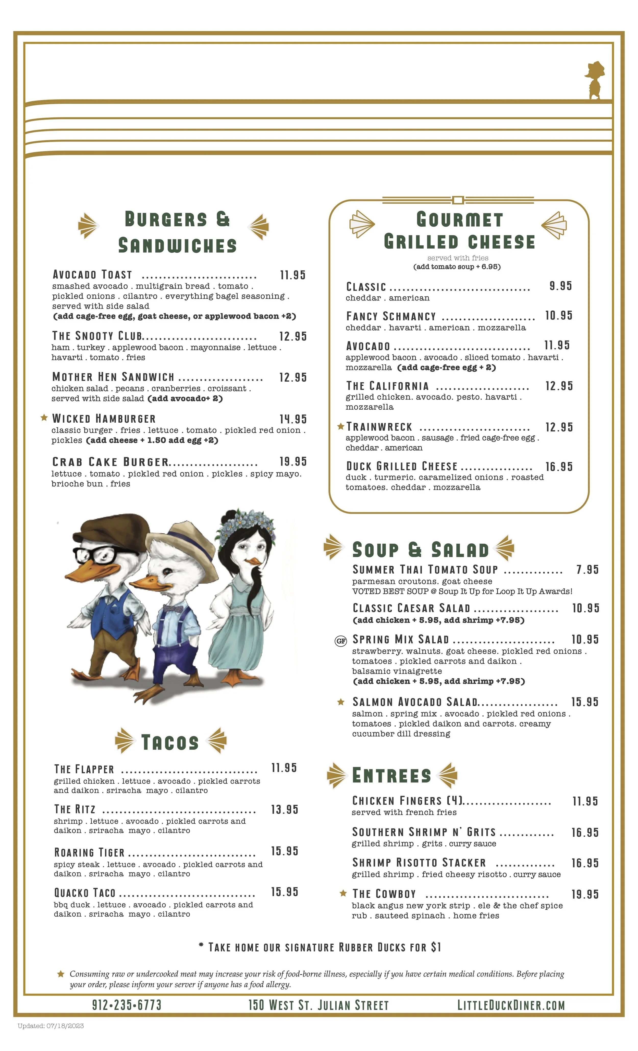 DINNER MENU — Little Duck Diner