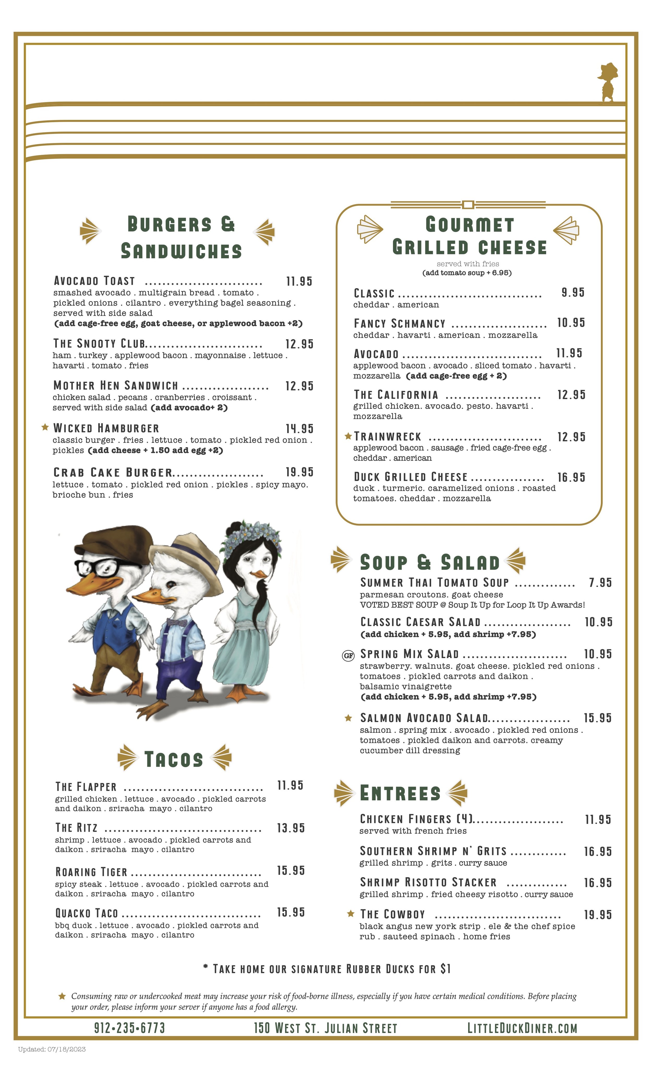 DINNER MENU — Little Duck Diner