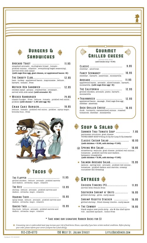 DINNER MENU — Little Duck Diner