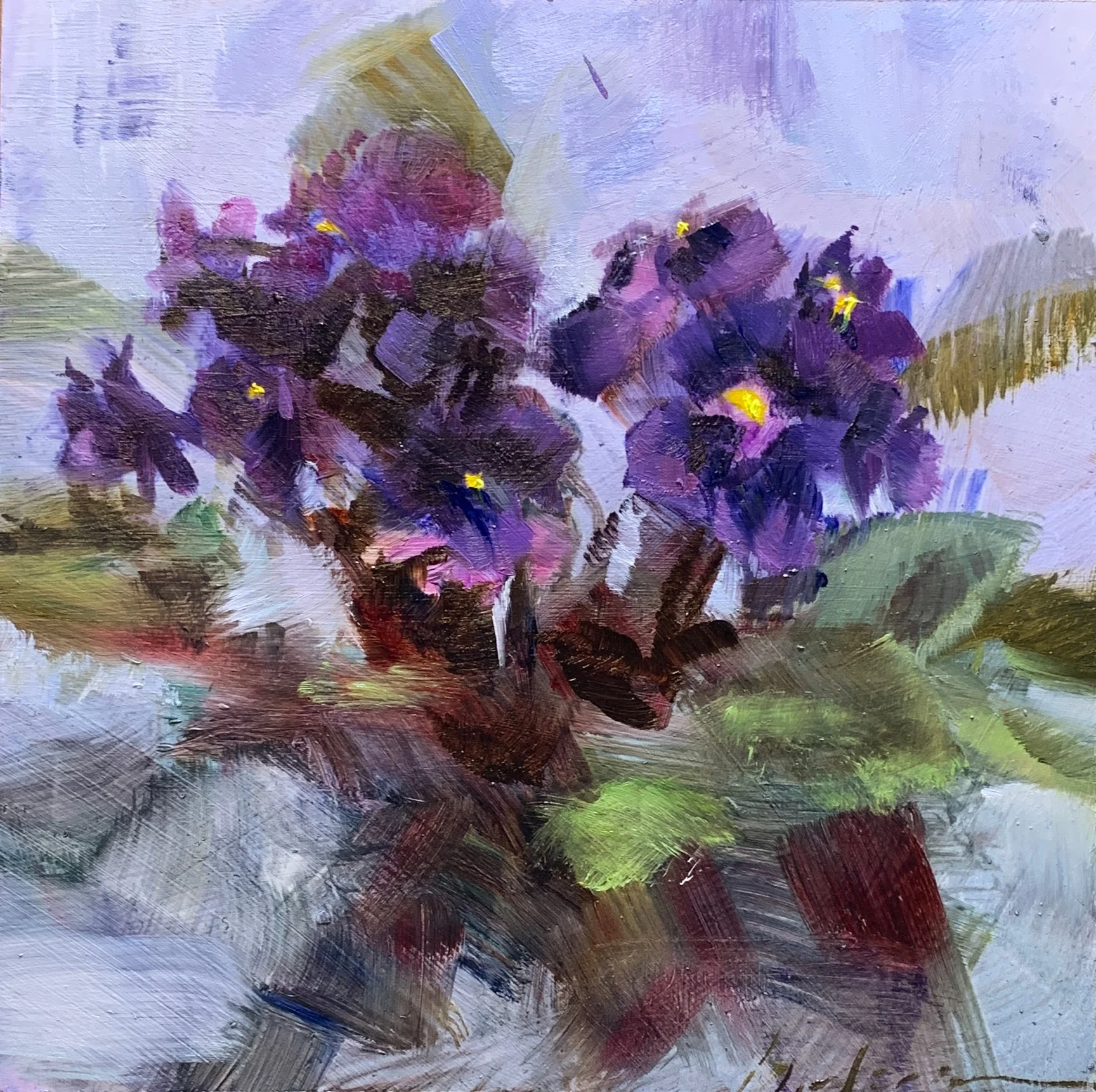 African Violet Painting