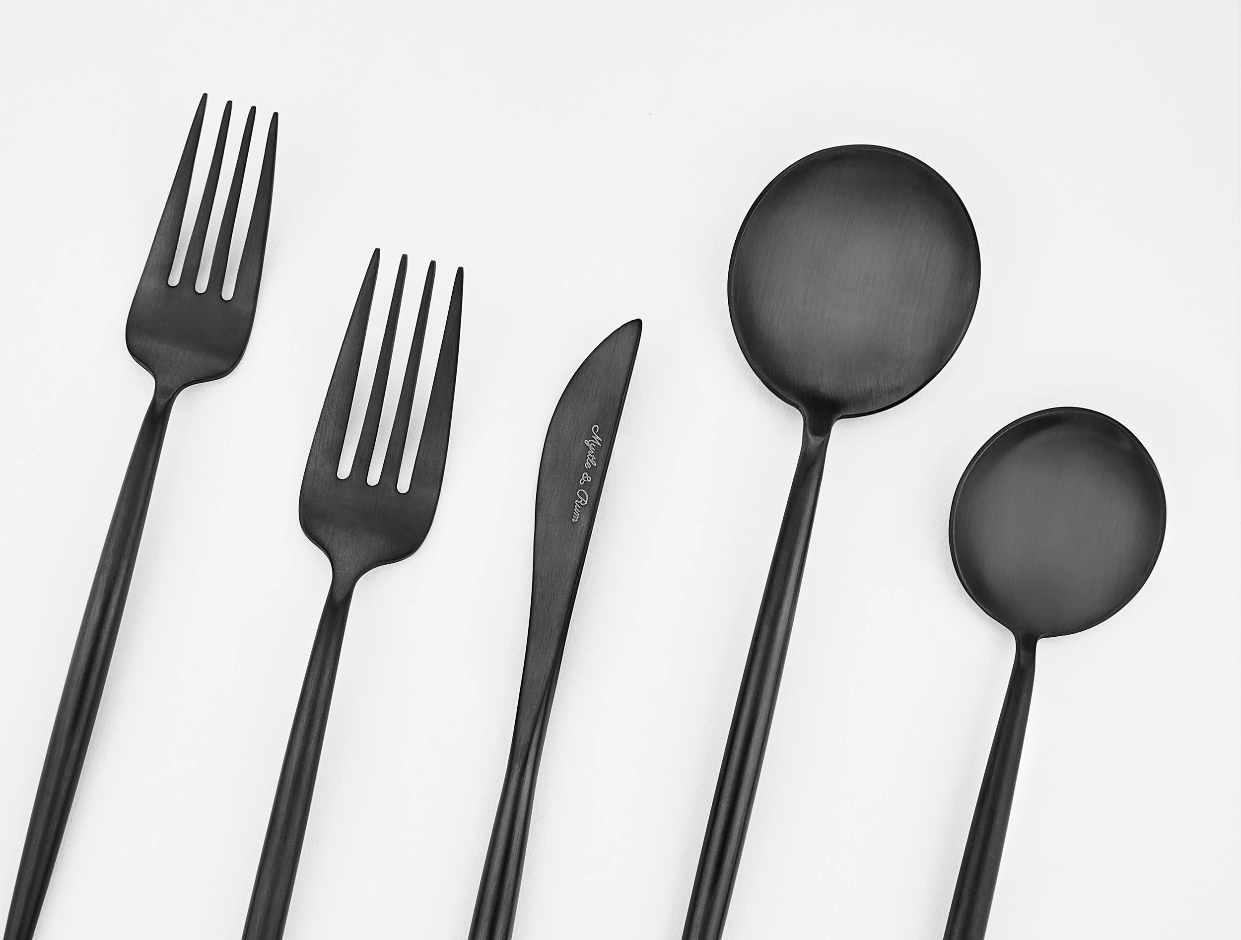 Emma Brushed Black Flatware- 20 PC Set — Myrtle & Rum