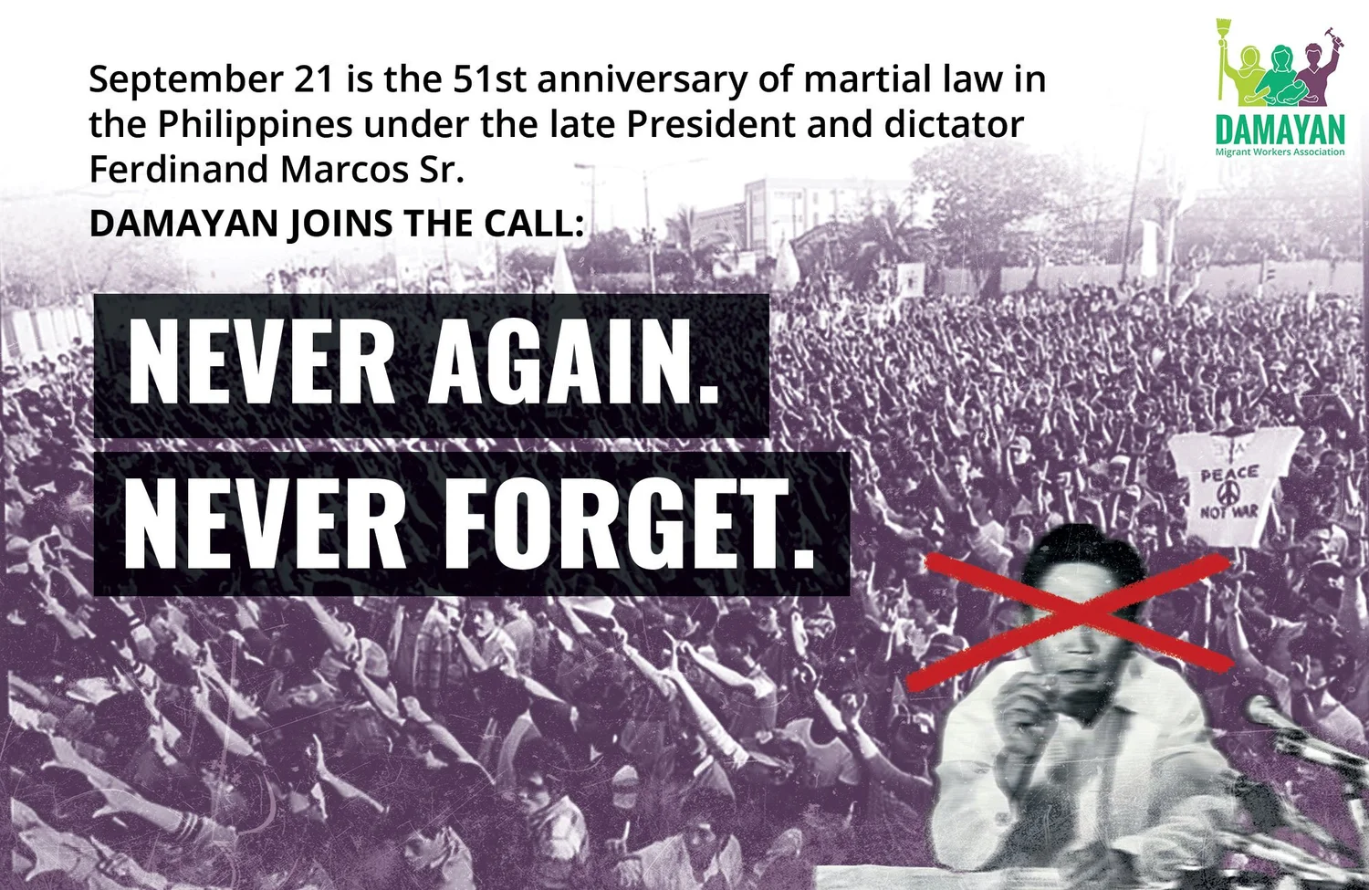 Never Again. Never Forget. 51st Anniversary of Martial Law — Damayan ...