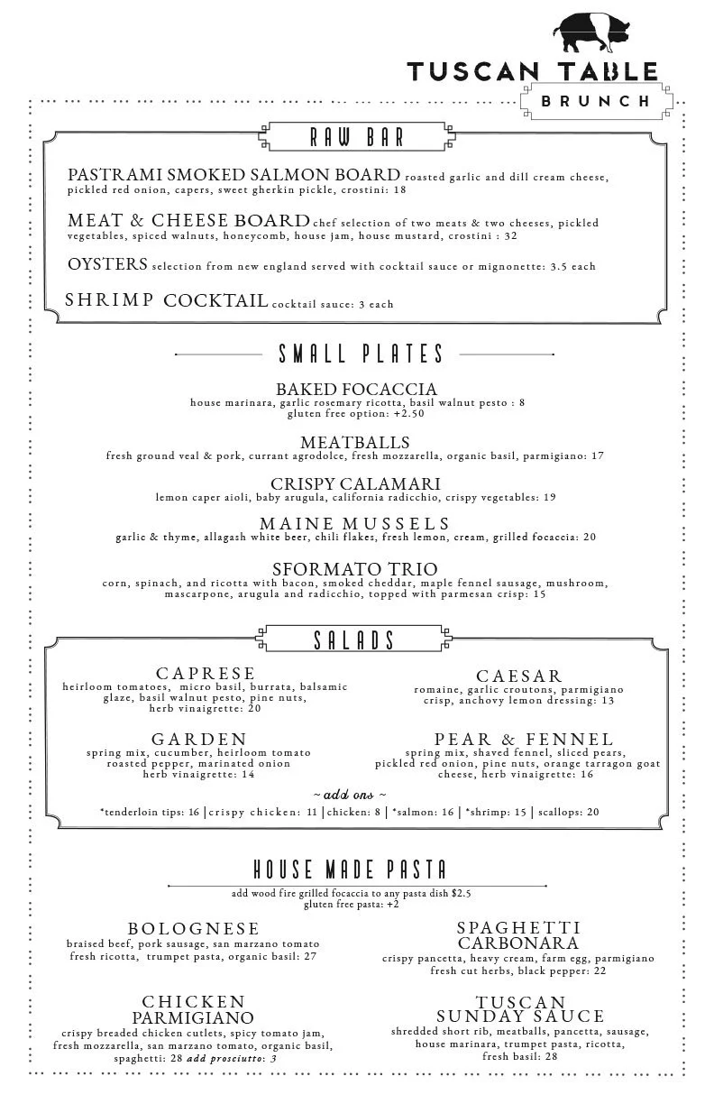 Brunch — TUSCAN TABLE