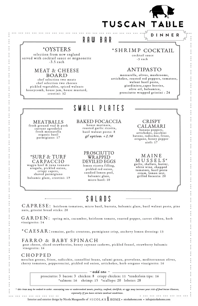 DINNER — TUSCAN TABLE