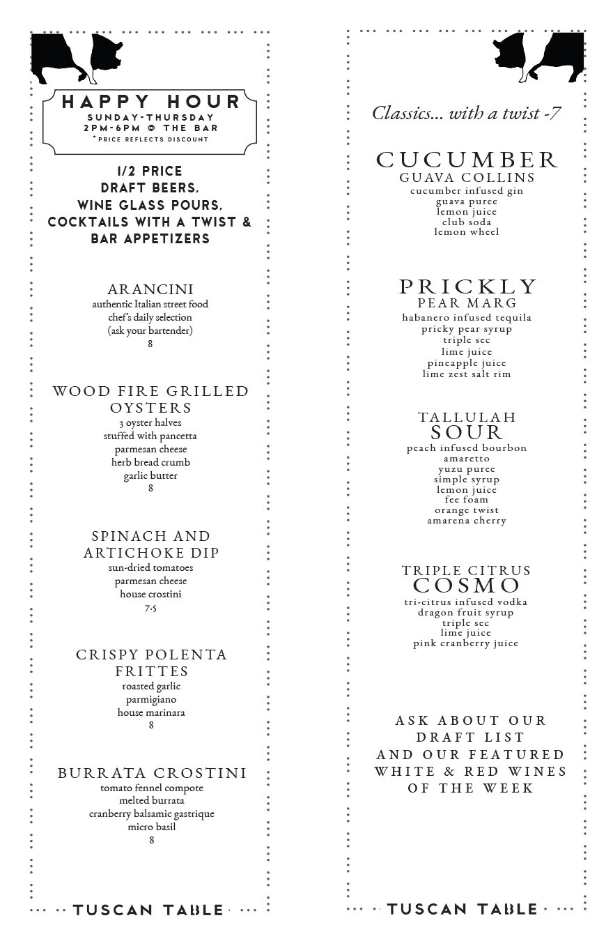 Happy Hour — TUSCAN TABLE