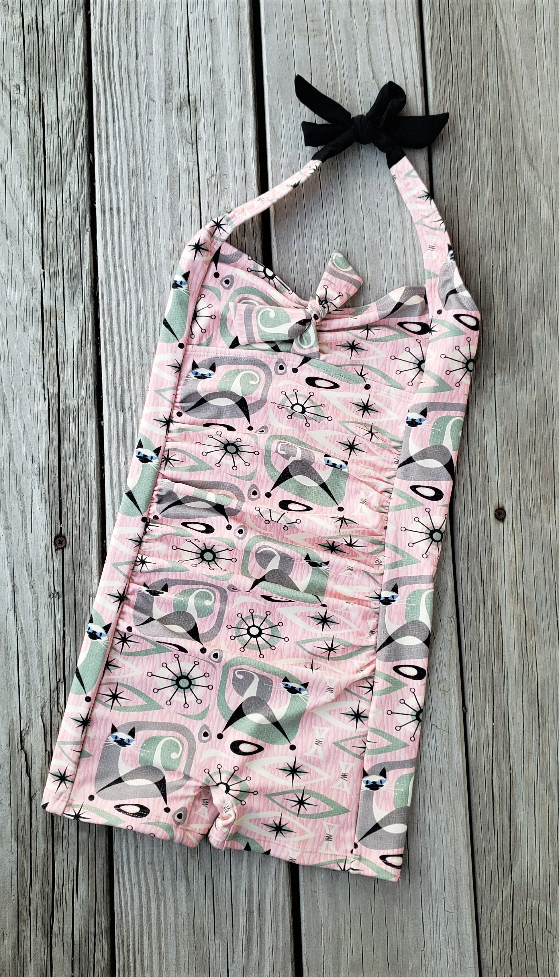 StudioXtine Collab design * Girls Atomic Kitty print one piece — Red ...