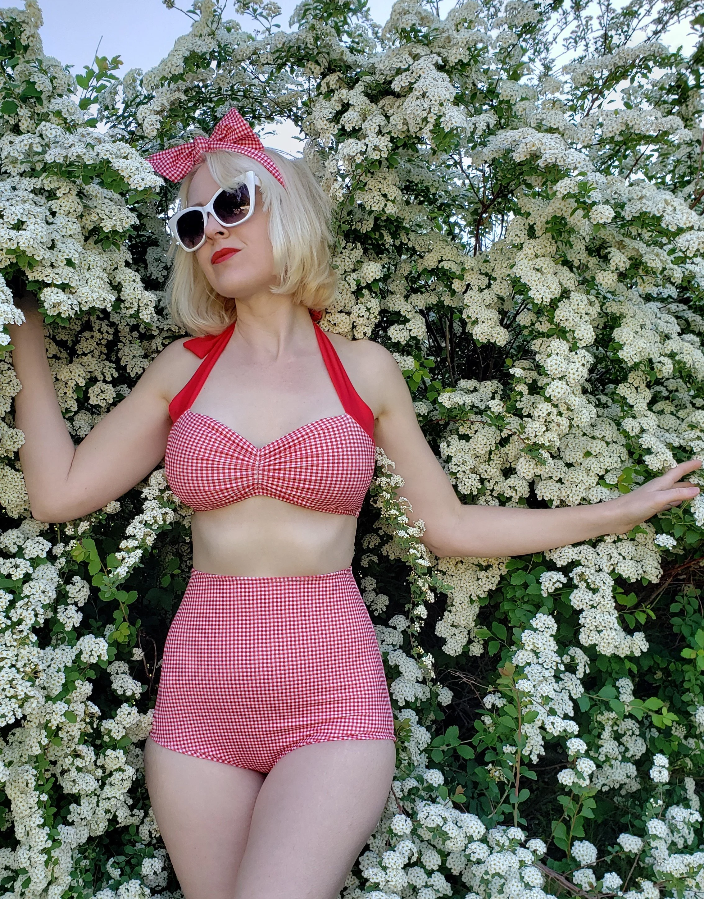 Red Gingham two piece — Red Dolly Swimwear