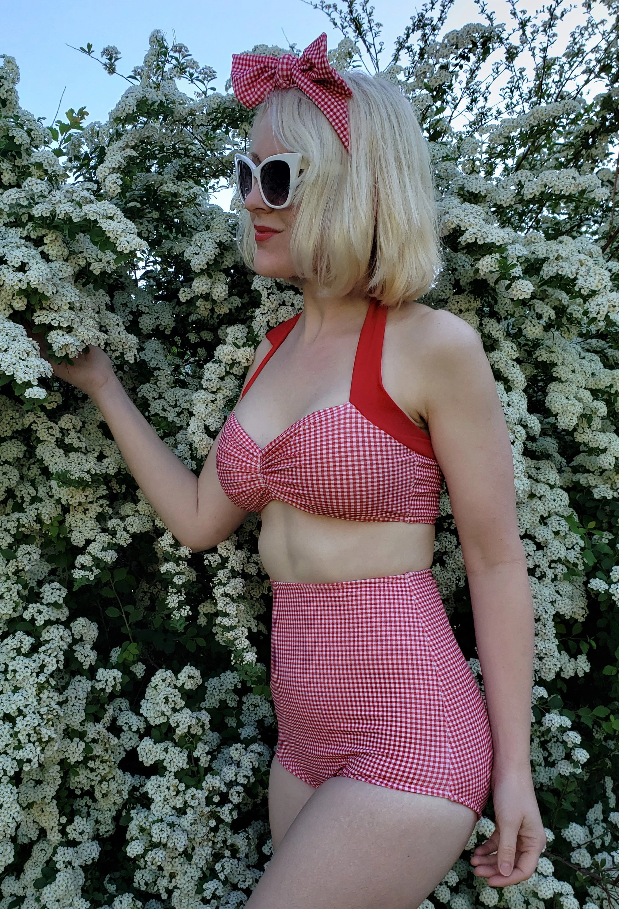 Red Gingham two piece — Red Dolly Swimwear