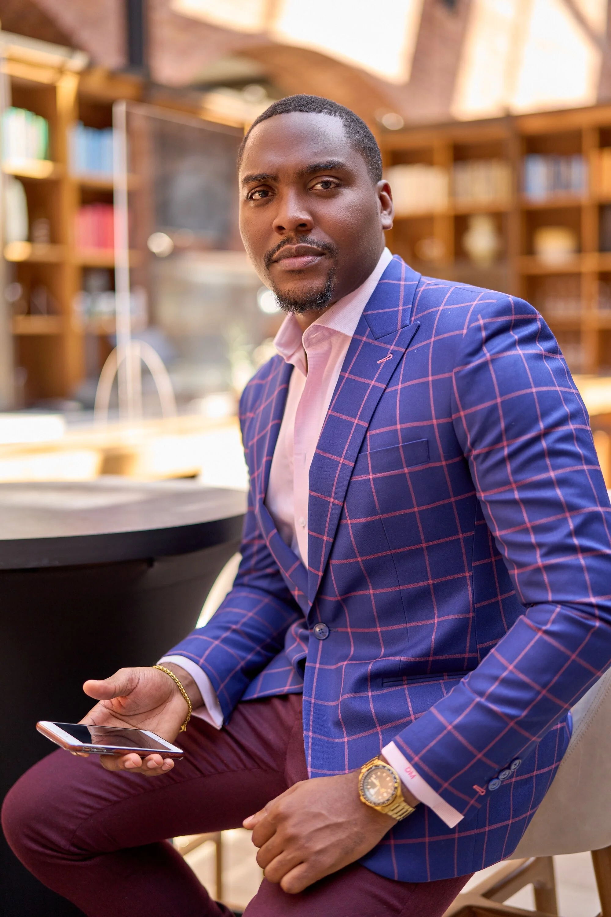 Blue & Red Windowpane Premium Blazer — styledbyDM