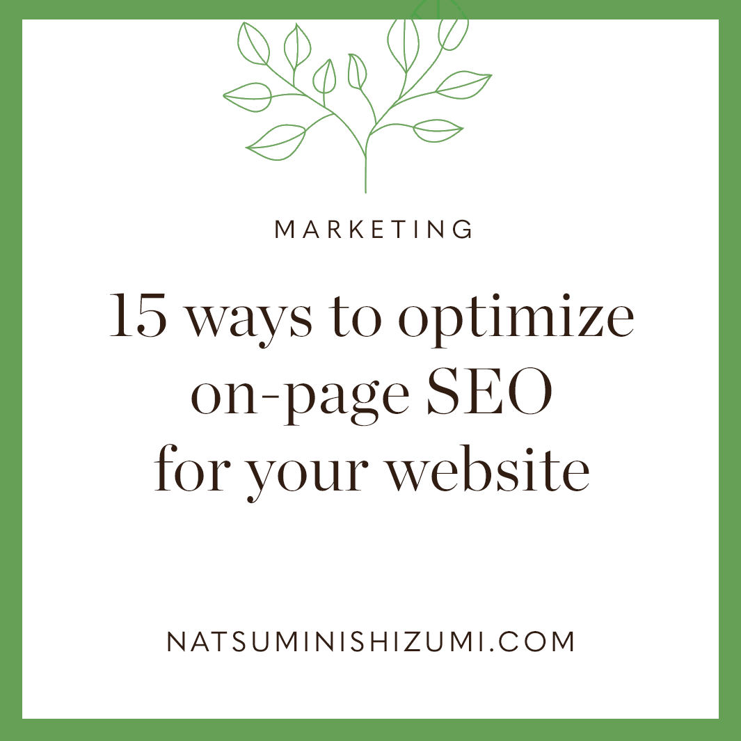 15 ways to optimize on-page SEO for your website - Natsumi Nishizumi ...