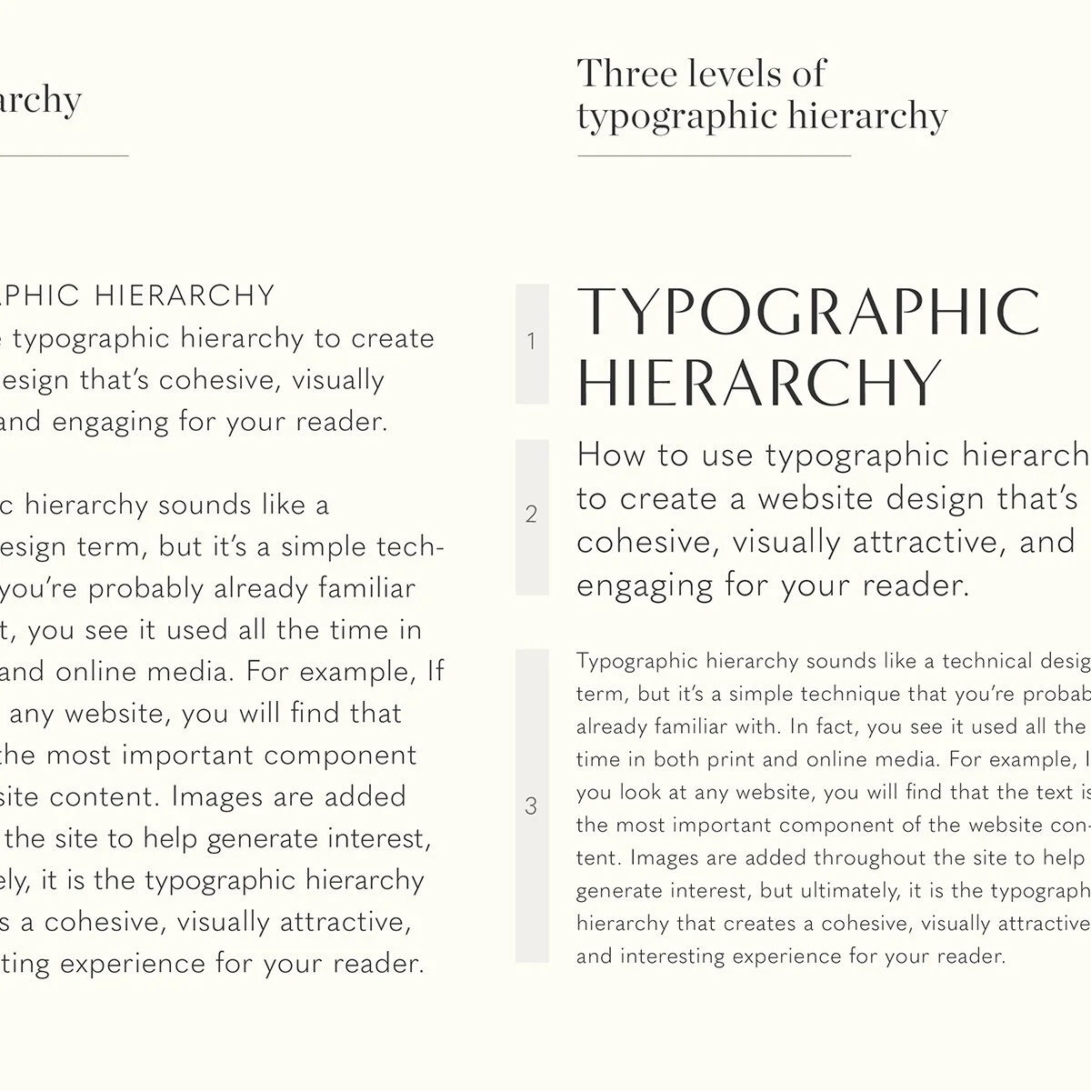 Design basics: How to use the typographic hierarchy on your website - Natsumi Nishizumi | Simple ...