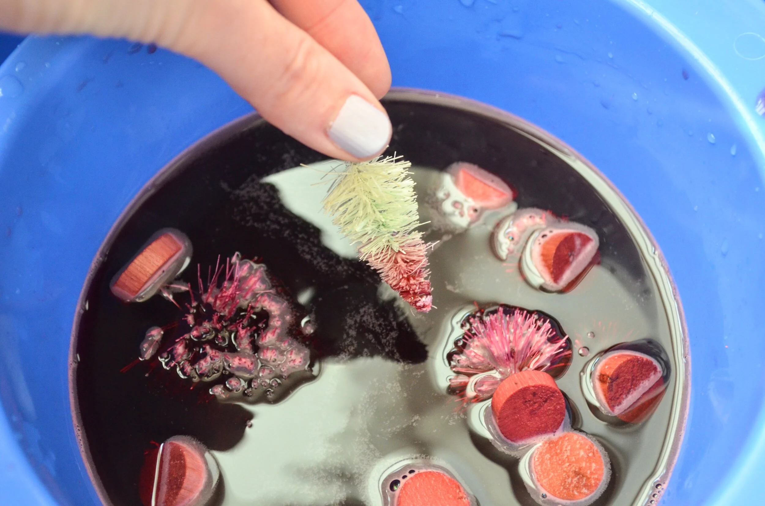 Winter Craft Camp: Dyed Bottle Brush Trees — Apricot Polkadot