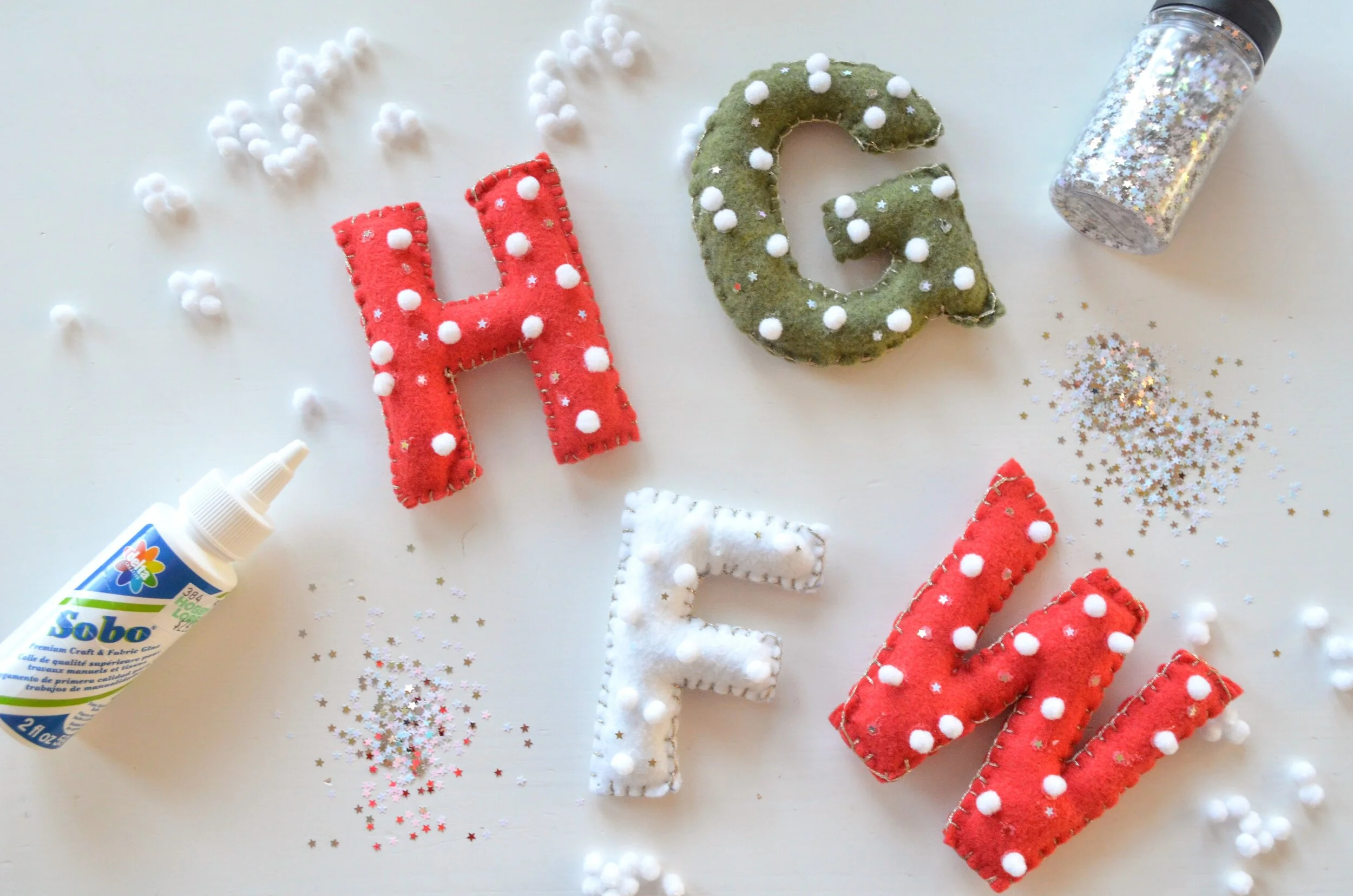 Anthropologie Inspired Felt Monogram Ornaments — Apricot Polkadot