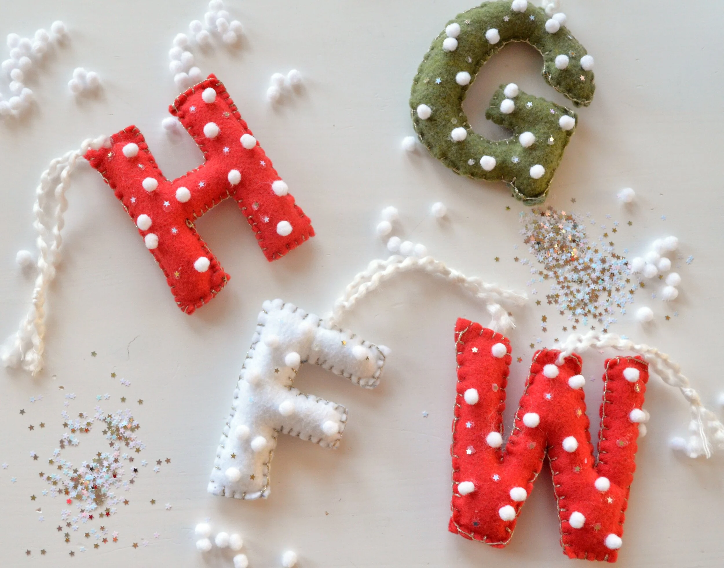 Anthropologie Inspired Felt Monogram Ornaments — Apricot Polkadot