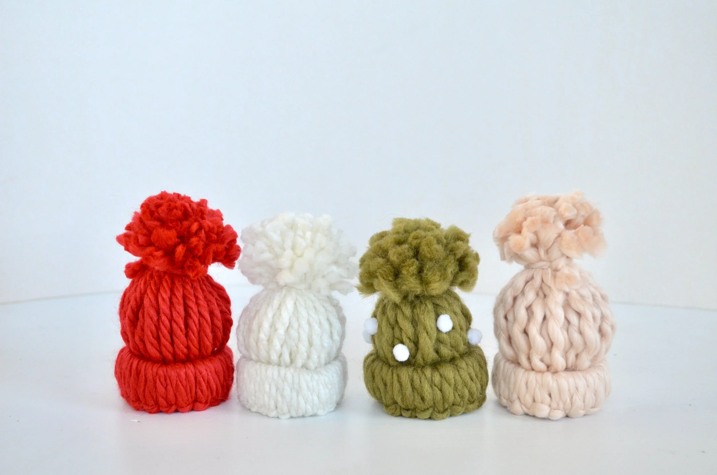 Mini Yarn Snow Hats — Apricot Polkadot