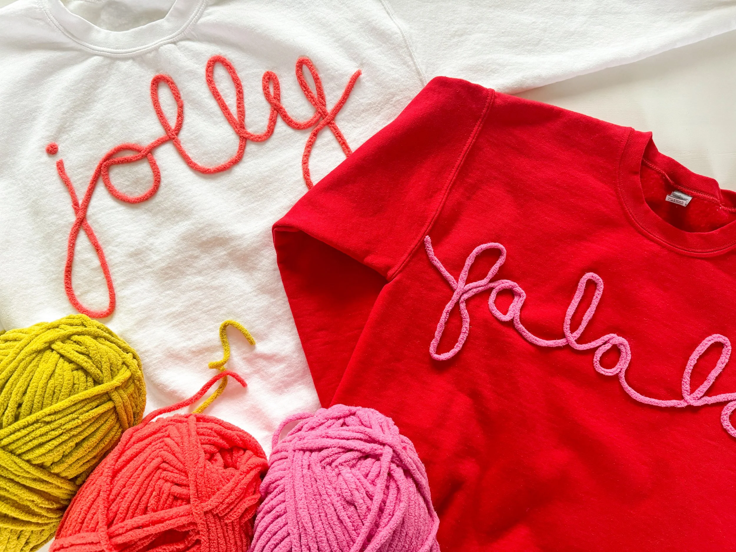 Faux Embroidered/Stitched Sweatshirts — Apricot Polkadot