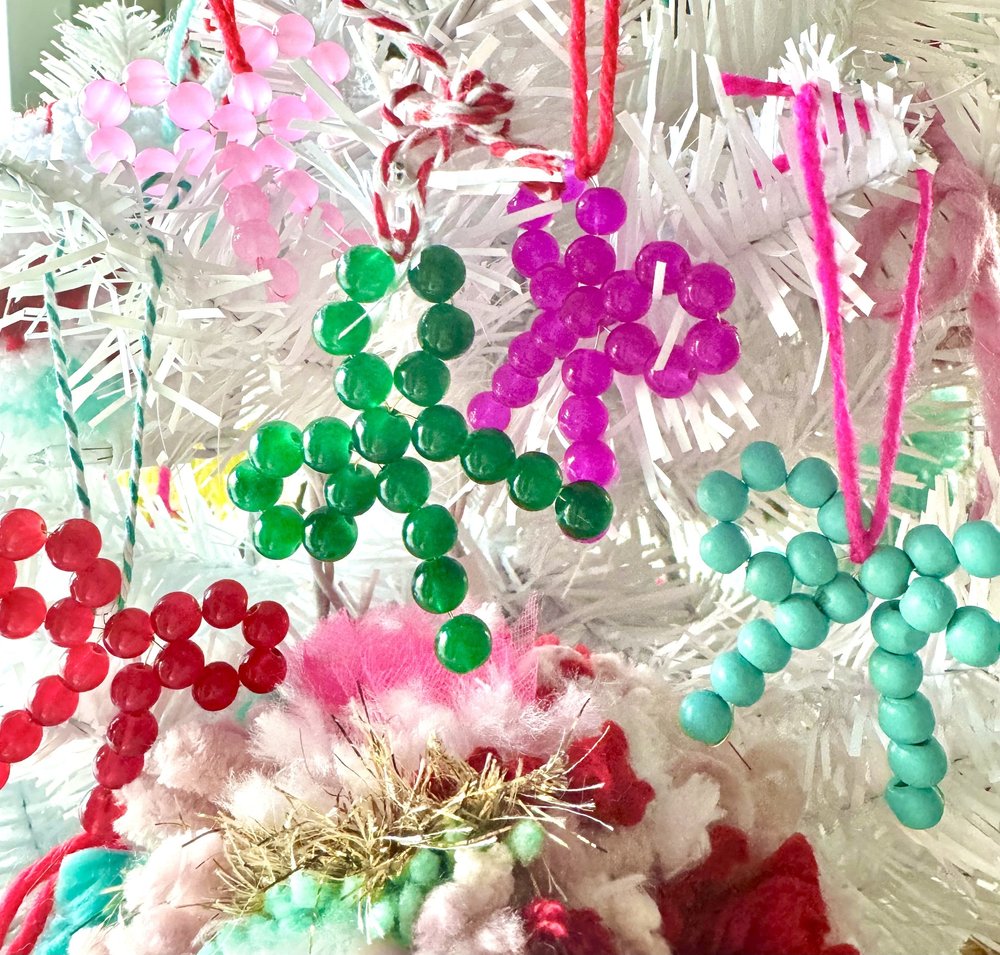 Beaded Bow Ornaments — Apricot Polkadot