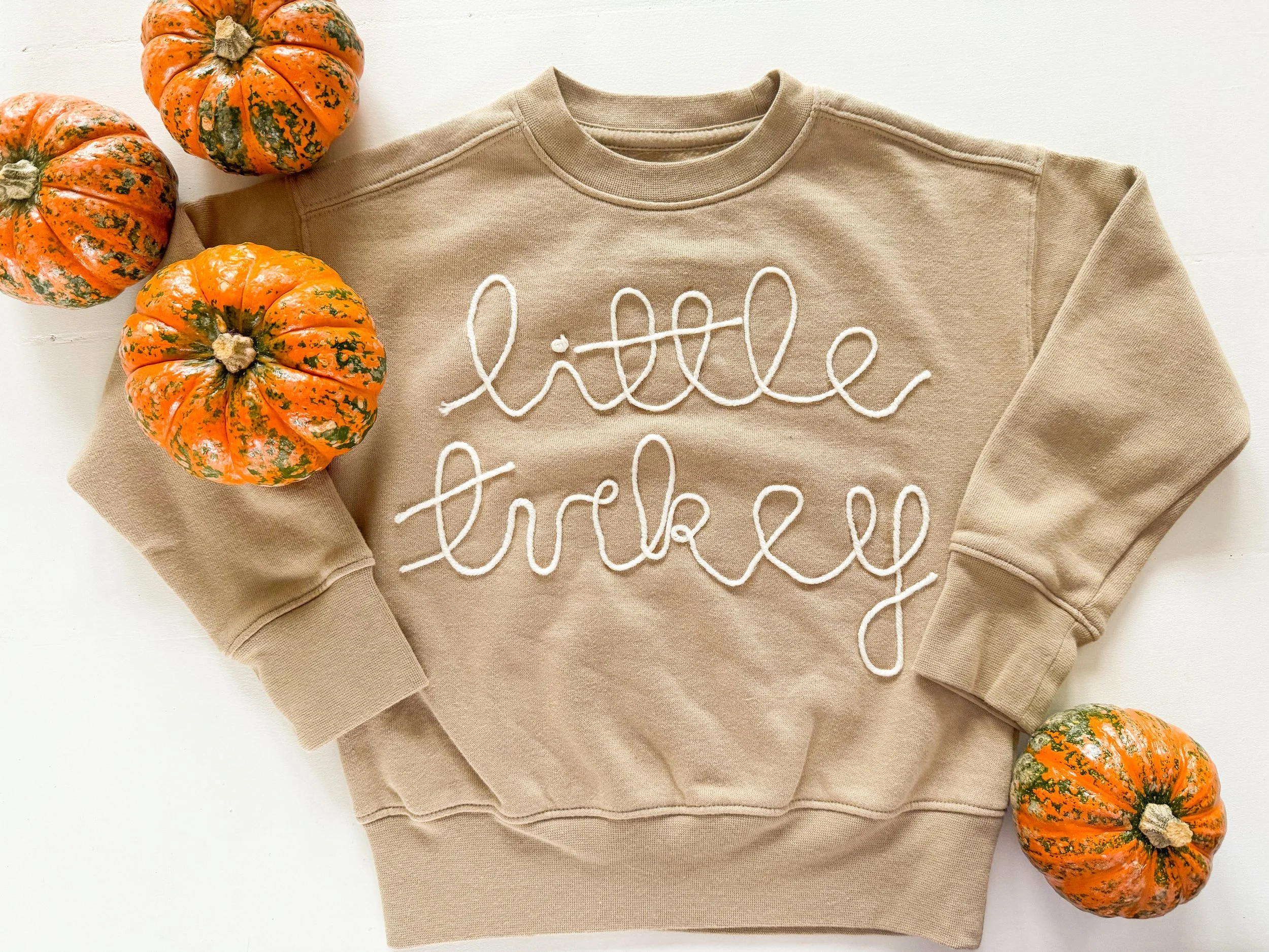 Faux Embroidered/Stitched Sweatshirts — Apricot Polkadot