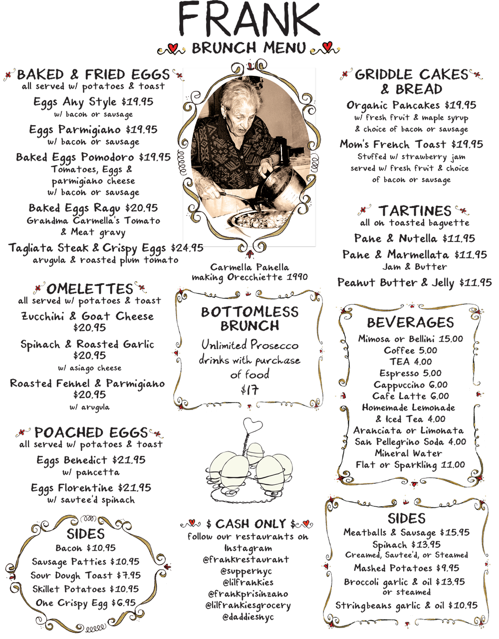 Frank Restaurant Brunch Menu | Delightful Italian Brunch Selections — Frank