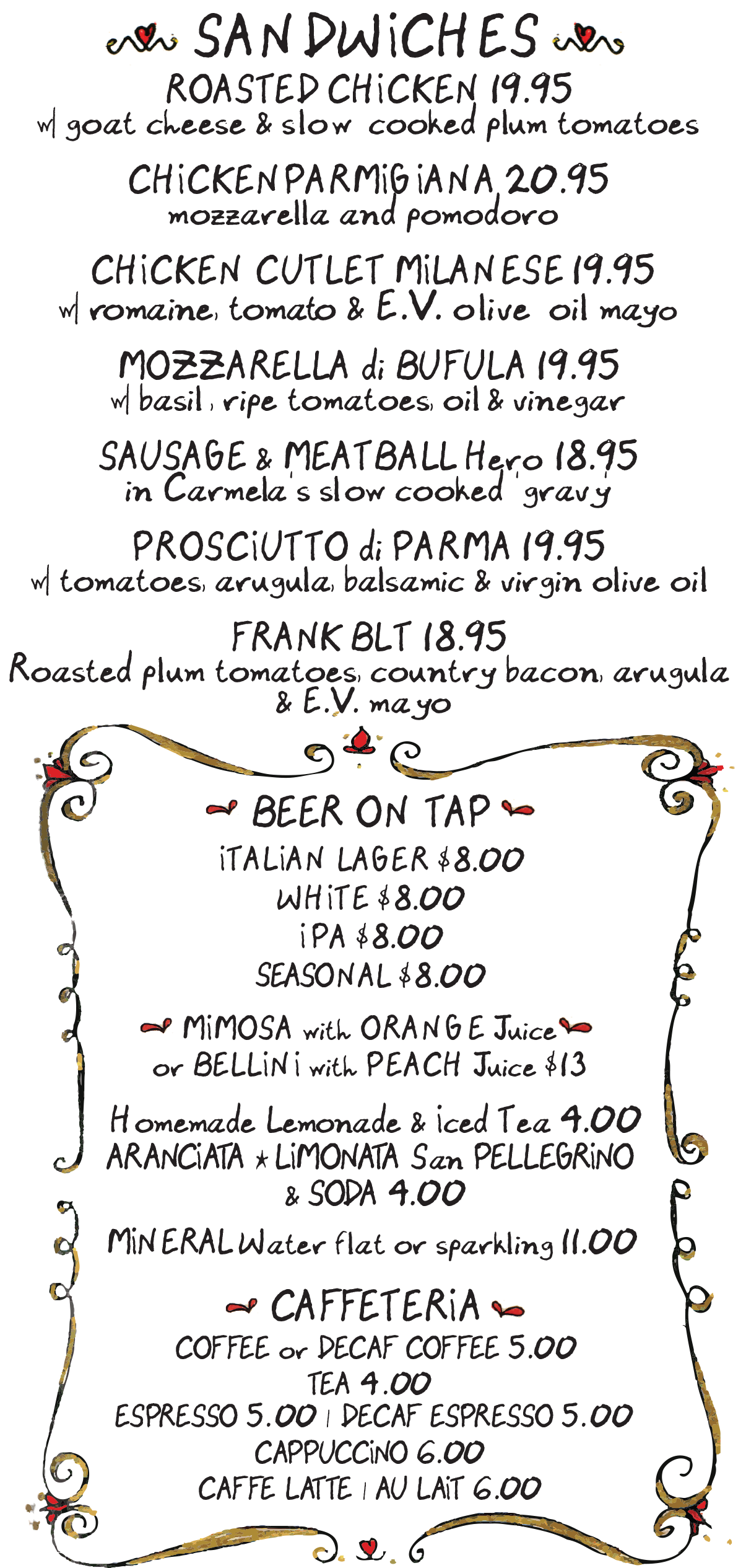 Frank Restaurant Lunch Menu | Tasty Italian Lunch Options — Frank