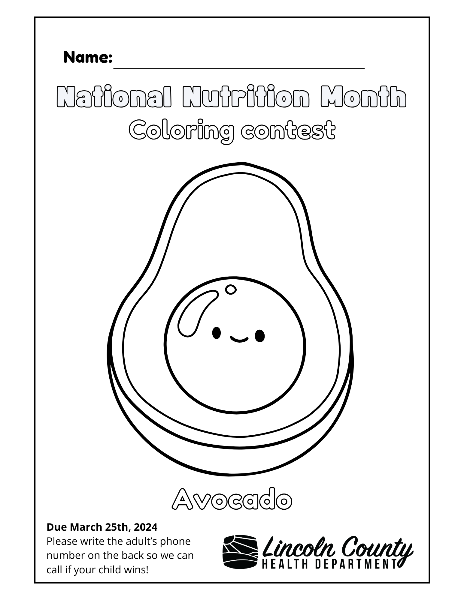 Coloring Worksheet For Nutrition Month