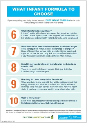 Infant milks for parents & carers — First Steps Nutrition Trust