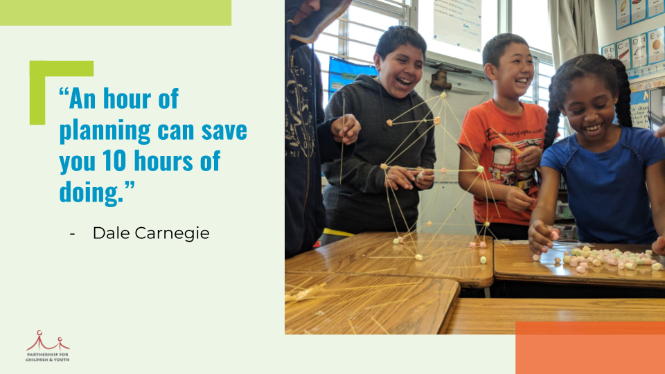 Summer Planning Timeline — Partnership for Children & Youth