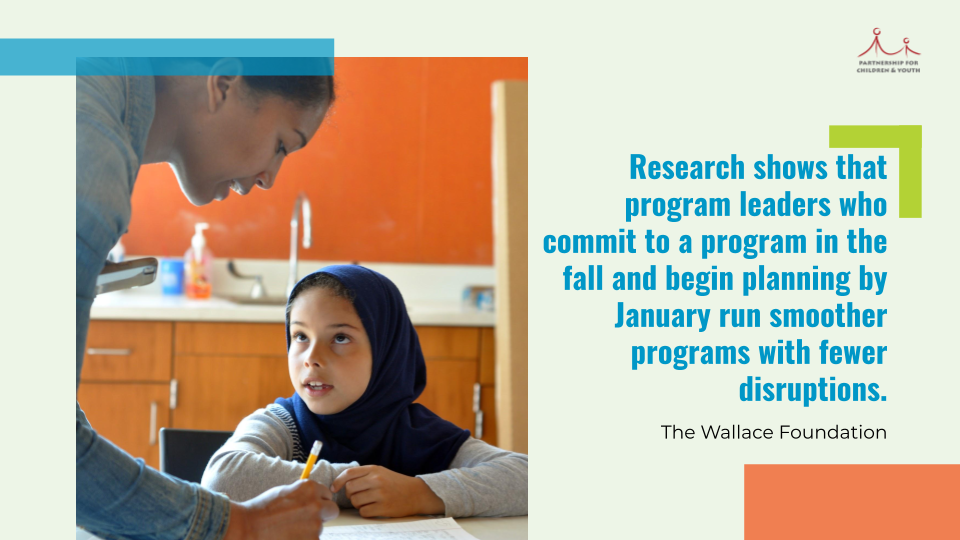 Summer Planning Timeline — Partnership for Children & Youth