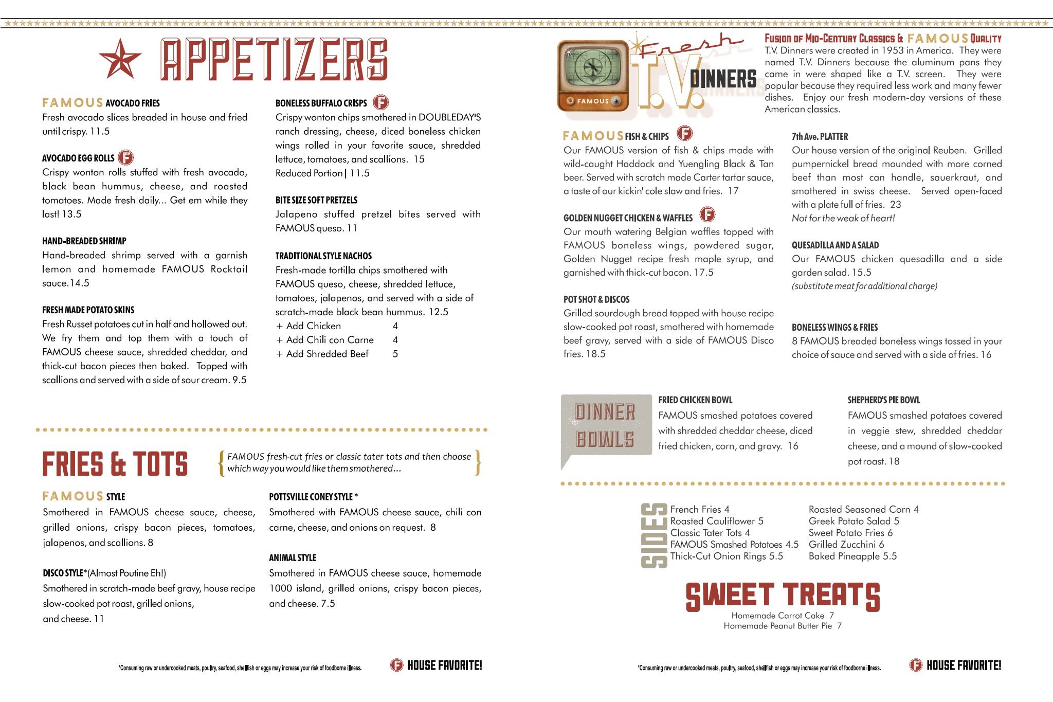 The Famous Menu — The Famous Restaurant