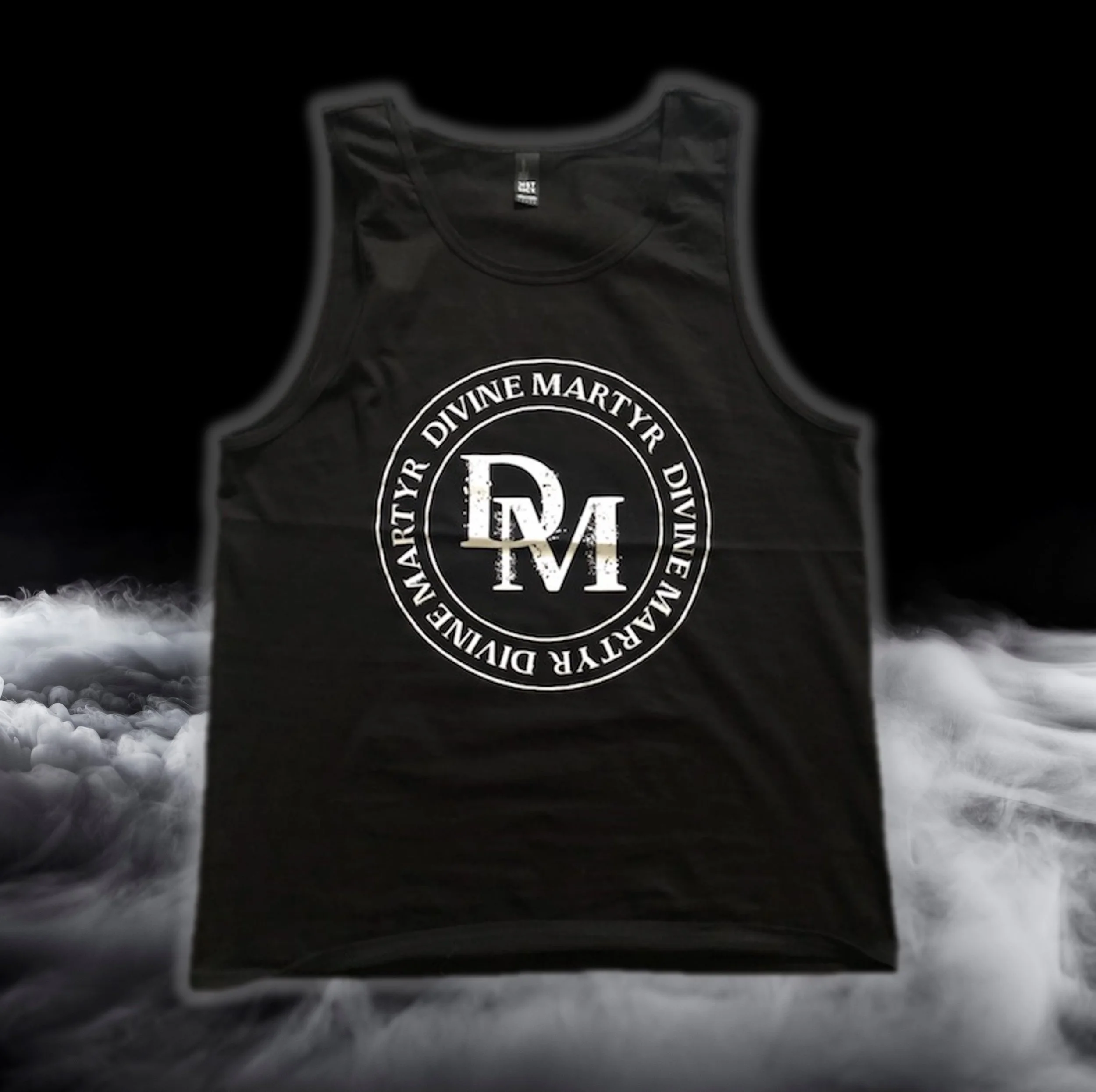 "DM Circle Crest Tank Top" (Black) — Divine Martyr