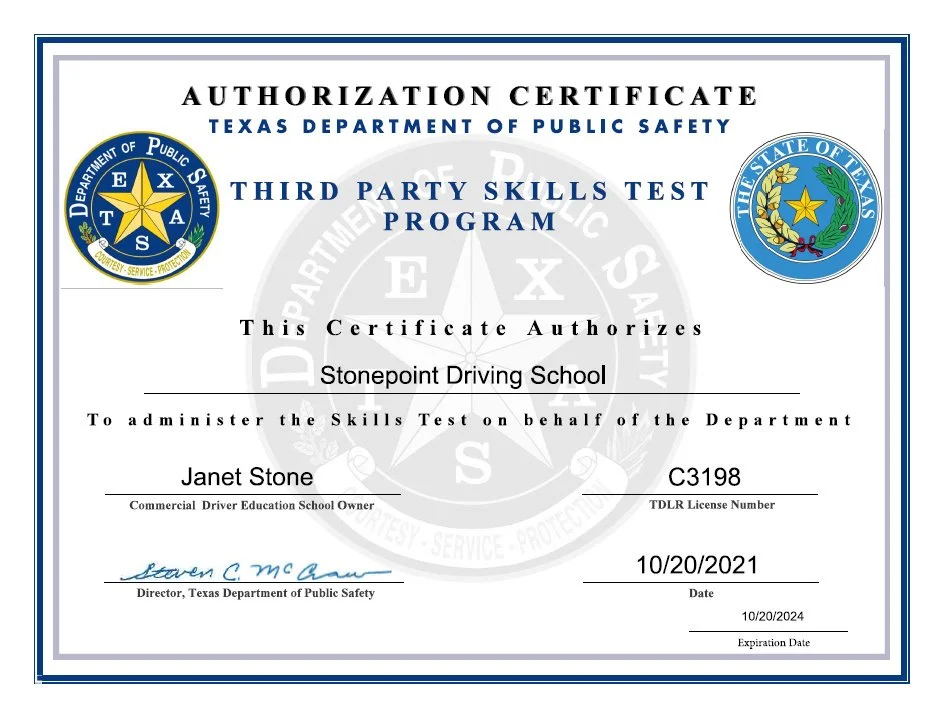 Road Test-DPS — STONEPOINT DRIVING SCHOOL - Cedar Park - TX