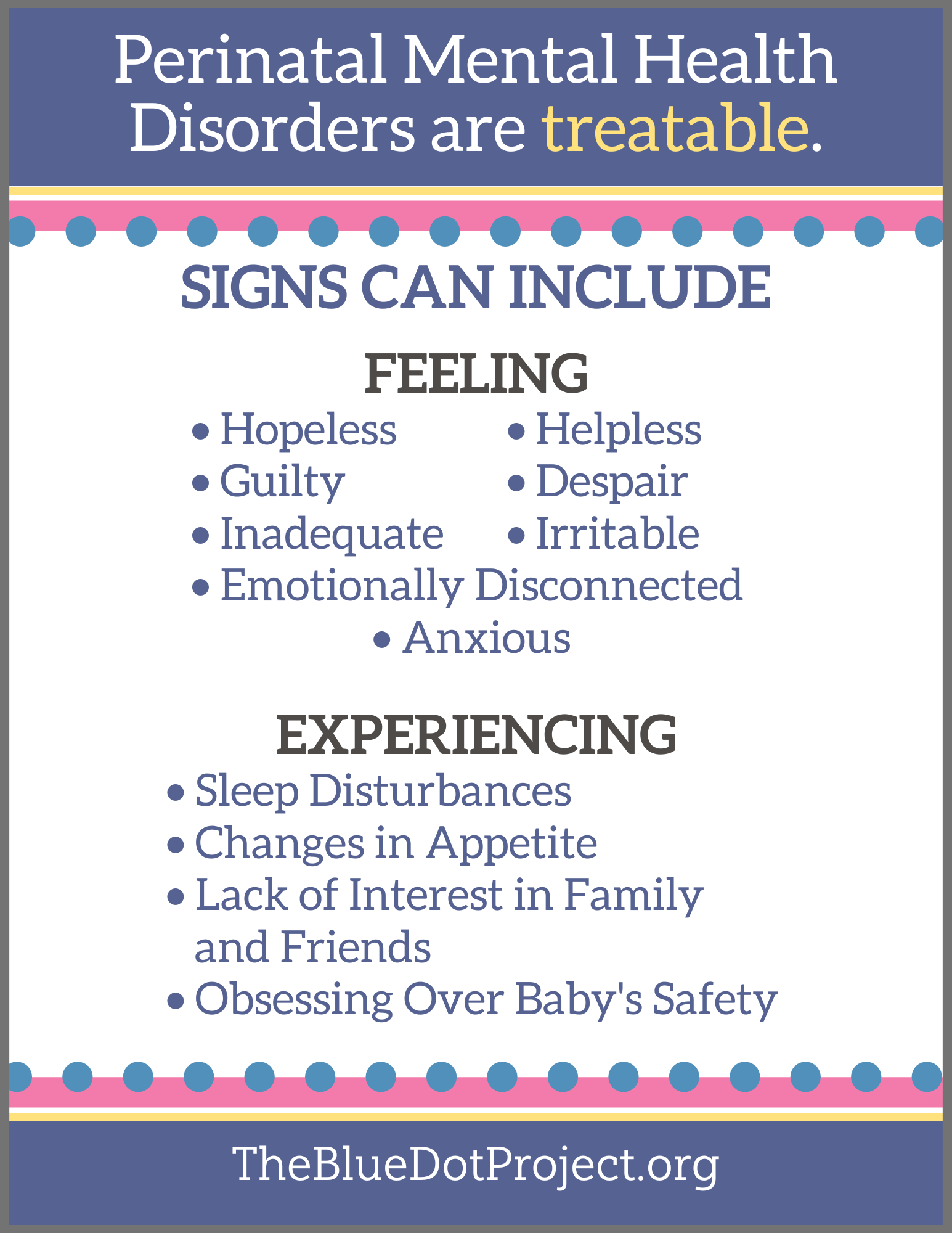 Awareness Materials — The Blue Dot Project Maternal Mental Health