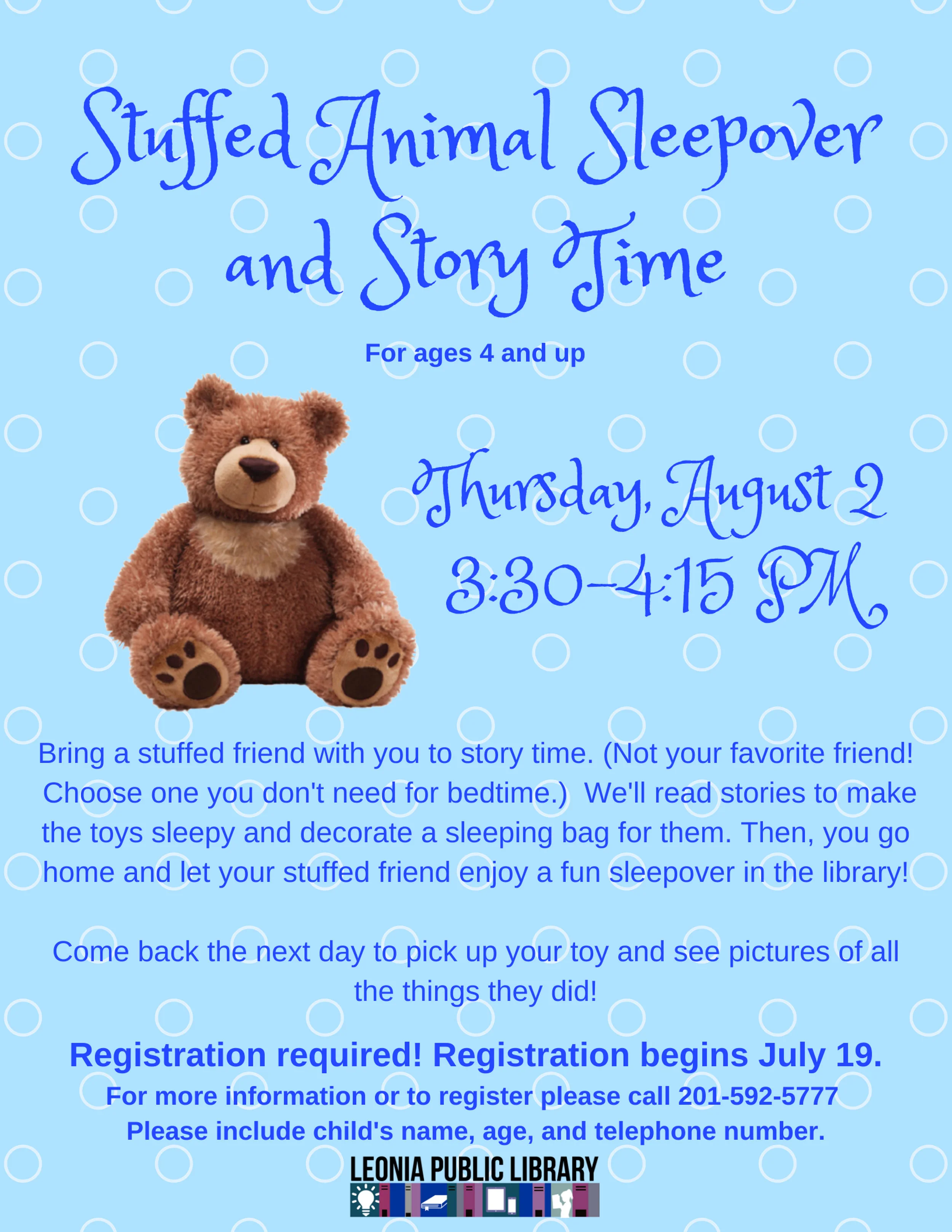 Stuffed Animal Sleepover — Leonia Public Library in Bergen County
