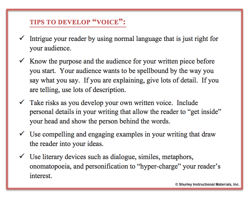 How to help your students develop "voice" in their writing. — Shurley ...