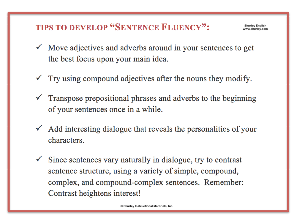 How to develop "sentence fluency" in your writing. — Shurley English Blog