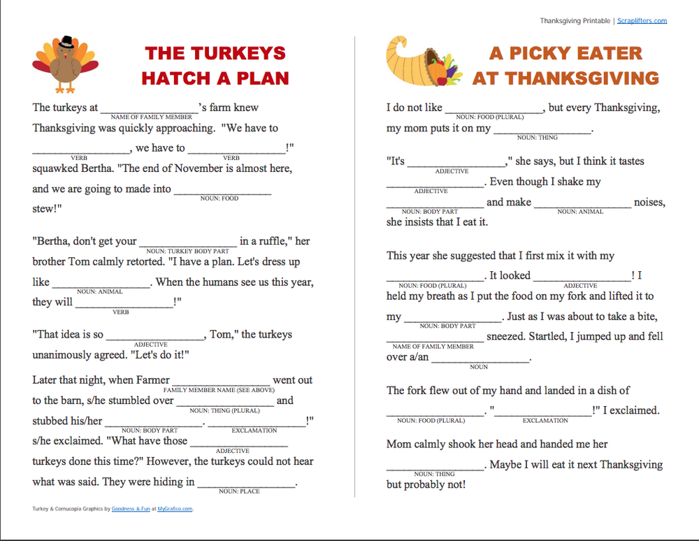 Grammar Practice with Thanksgiving Printables — Shurley English Blog