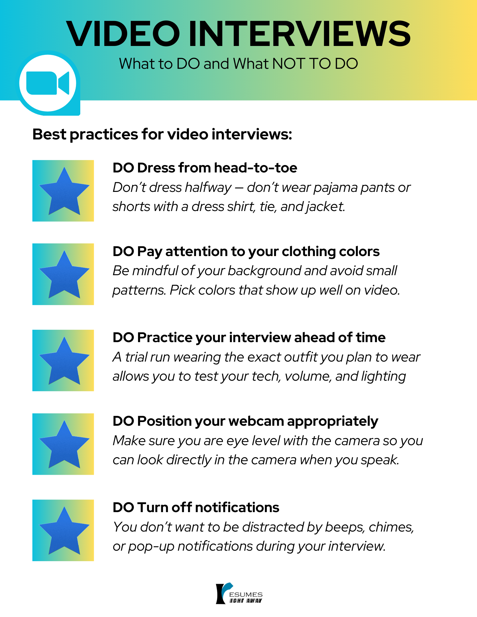 Video Interviews Do's and Don'ts — Resumes Right Away