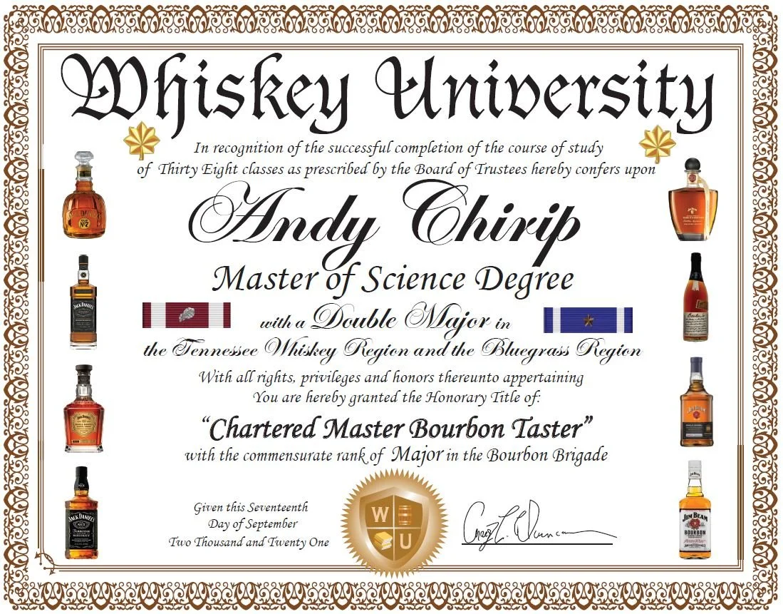 Two masters degrees are the highest post graduate degrees that Whiskey ...