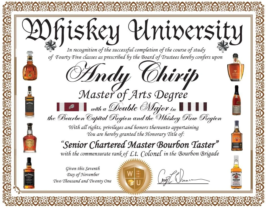 Two masters degrees are the highest post graduate degrees that Whiskey ...