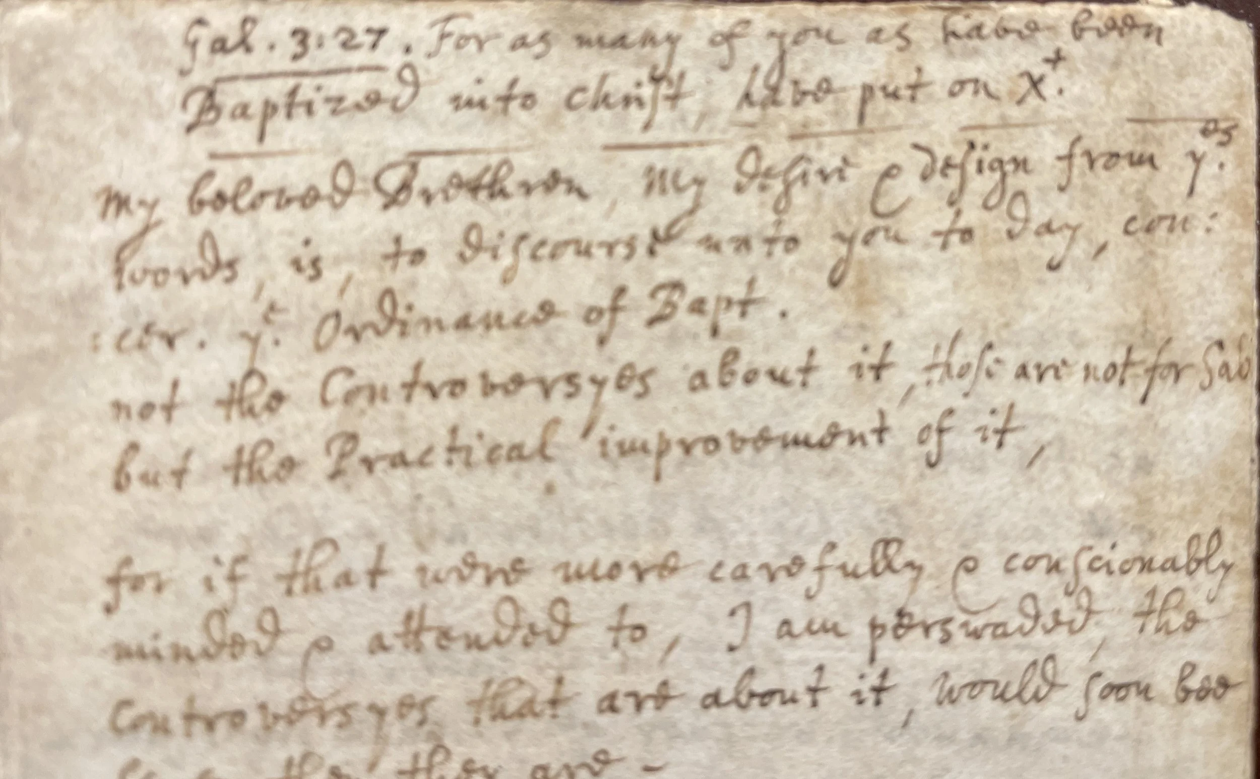 MATTHEW HENRY 1692; UNPUBLISHED MANUSCRIPT SERMON ON BAPTISM Gal. 3:27 ...