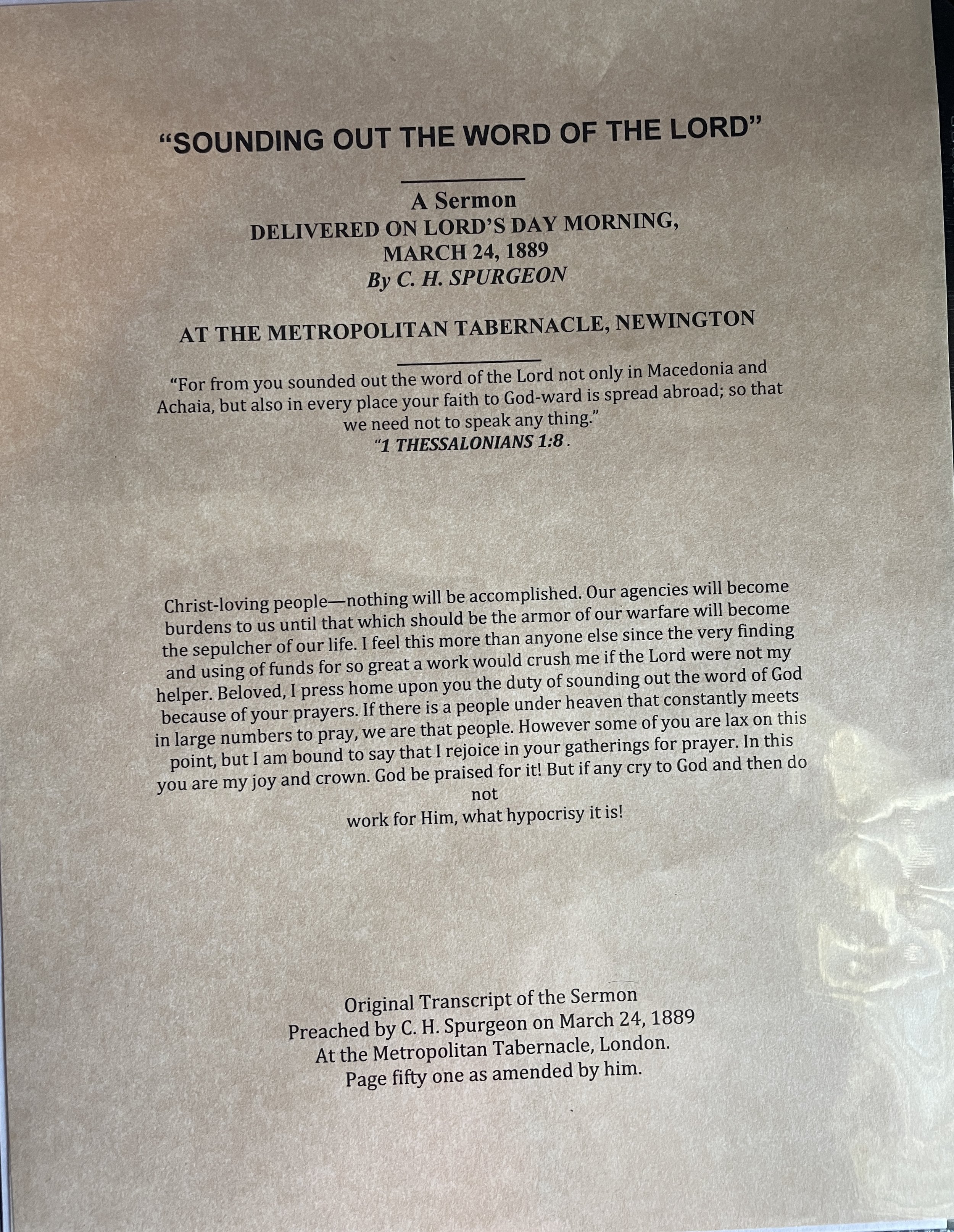 Single Spurgeon Sermon Manuscript Page — Rare Document Traders